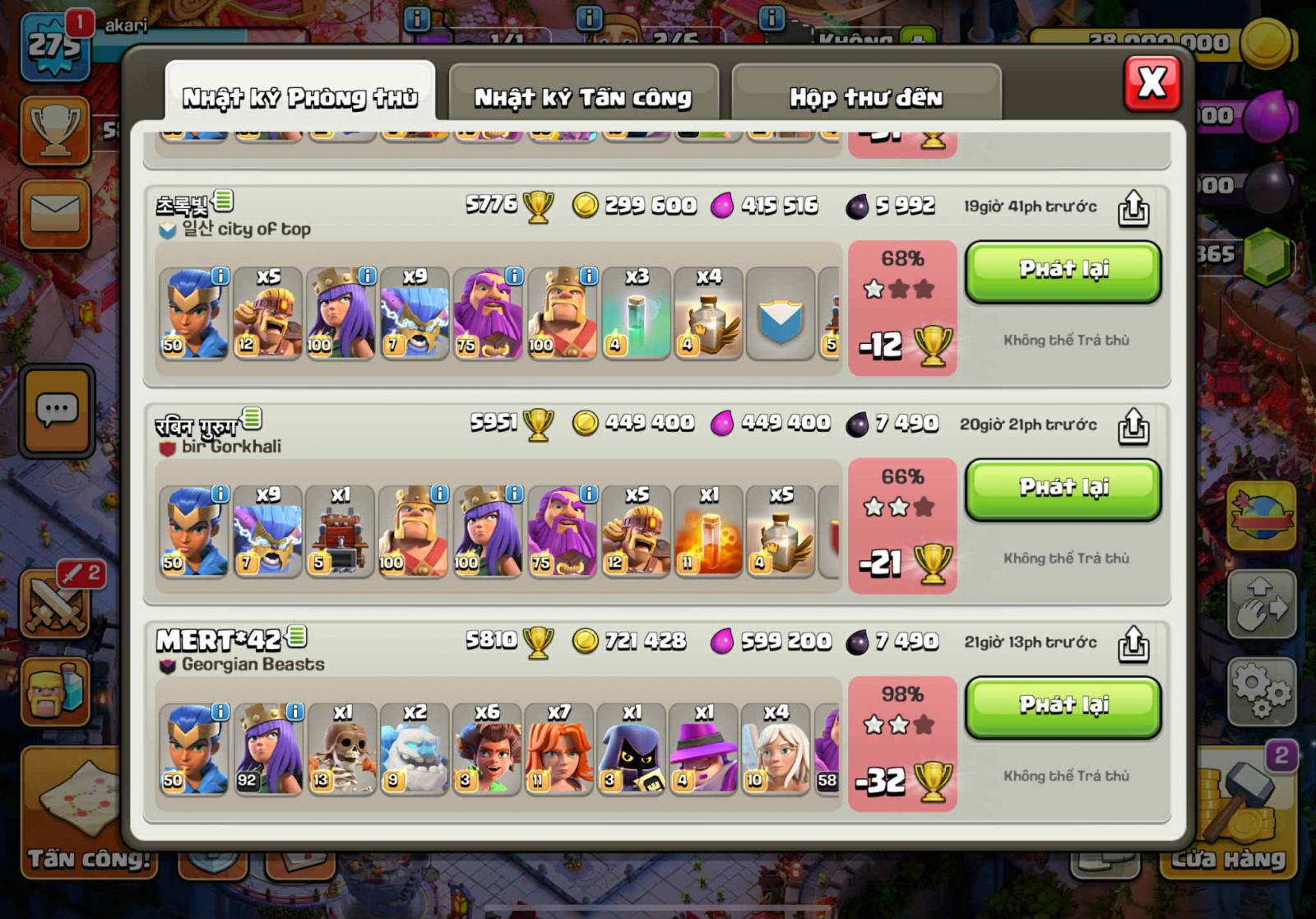 New Base TH17 Thủ 1 Sao Rank 5k8 Huyền Thoại Có Súng Cối Bắn Đá Clash of clans